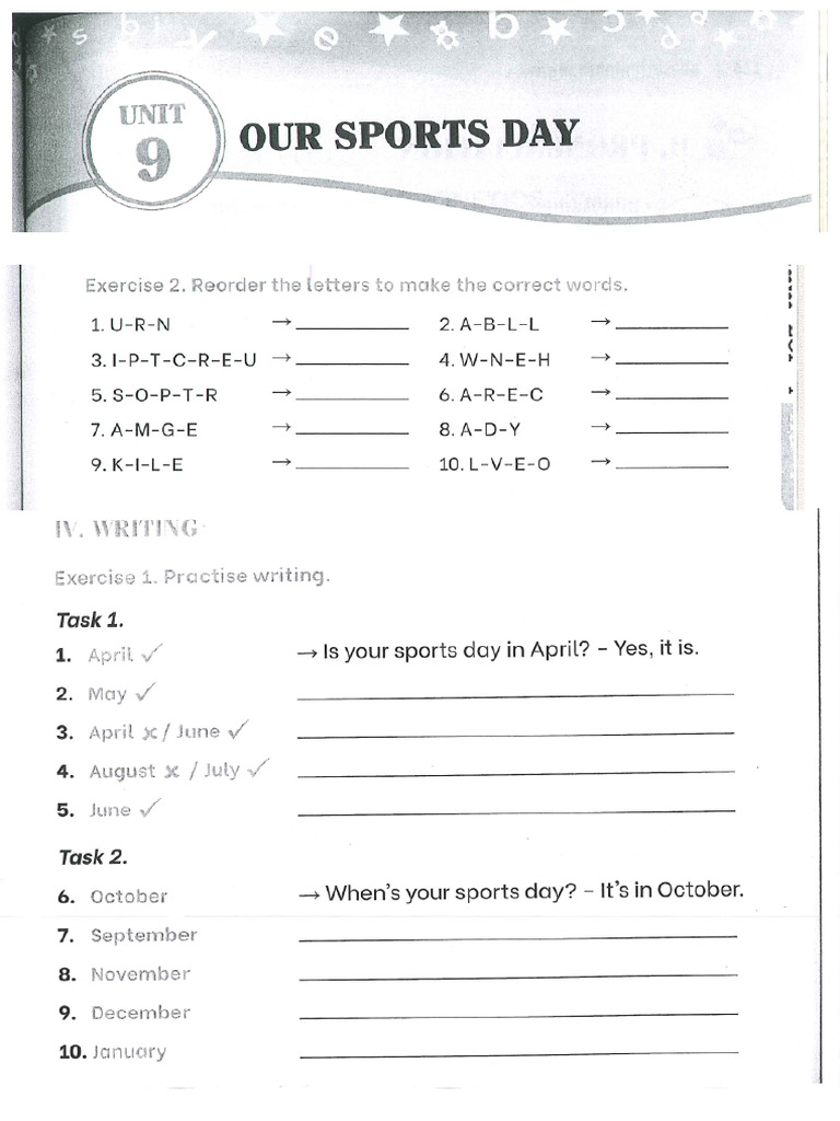 BT Lớp 4 - Unit 9 | PDF