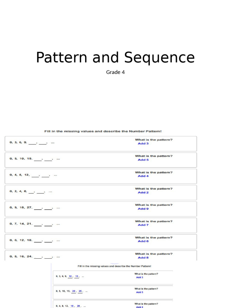 Pattern and Sequence Worksheet | PDF