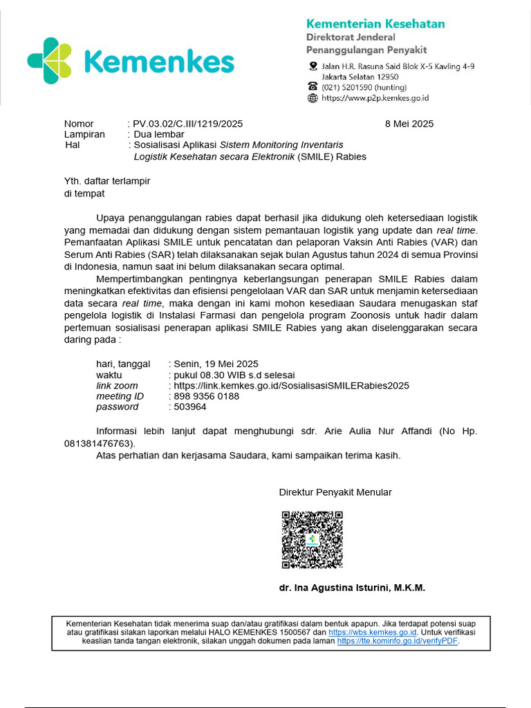 Sosialisasi Aplikasi SMILE Rabies 2025 | PDF