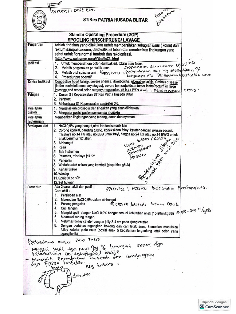 SOP Spooling Hisprung | PDF