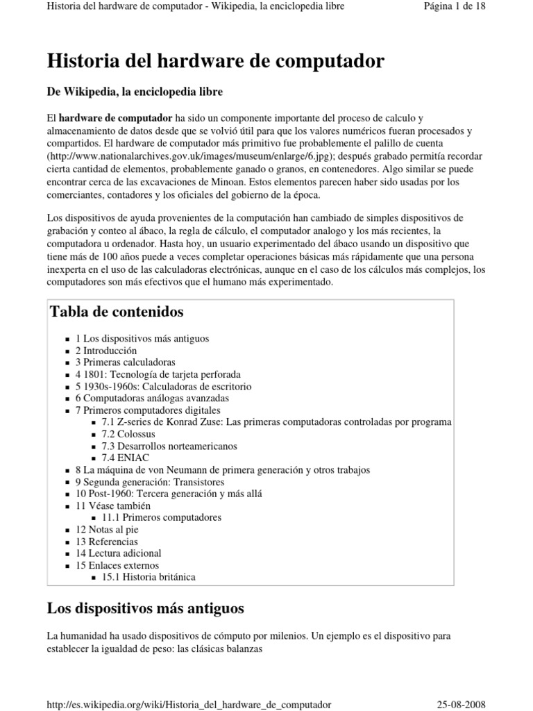 Evolución del hardware de computación | PDF | Ciencias de la ...