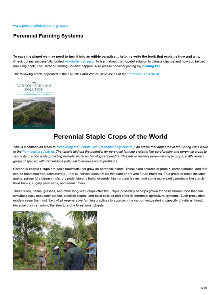 Perennial Staple Crops for Climate Solutions | PDF | Legume | Agriculture
