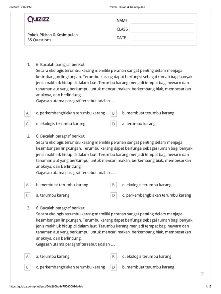 Gagasan Utama dalam Paragraf Edukasi | PDF