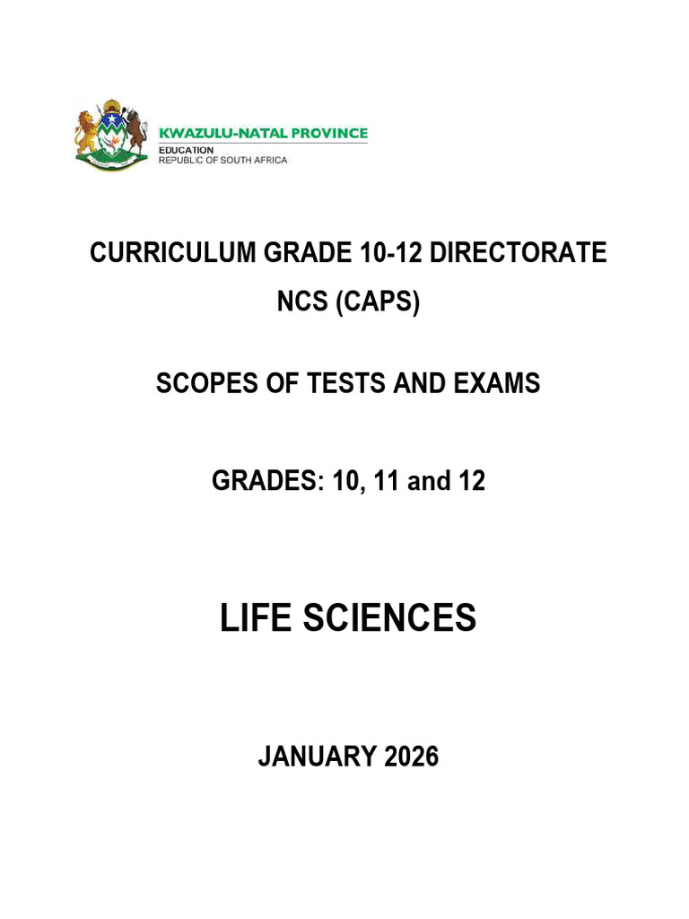 Life Sciences Exam Scope Grades 10-12 | PDF | Reproduction | Genetics