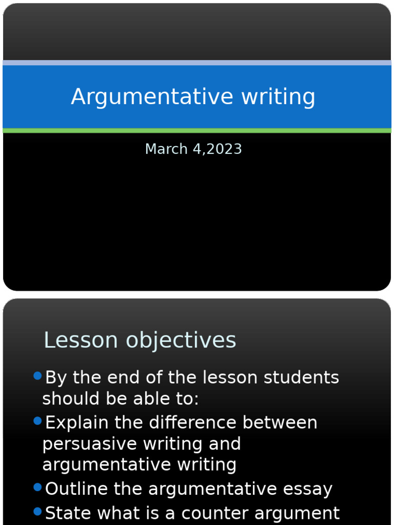 Argumentative Writing Lesson Guide | PDF | Essays | Argument