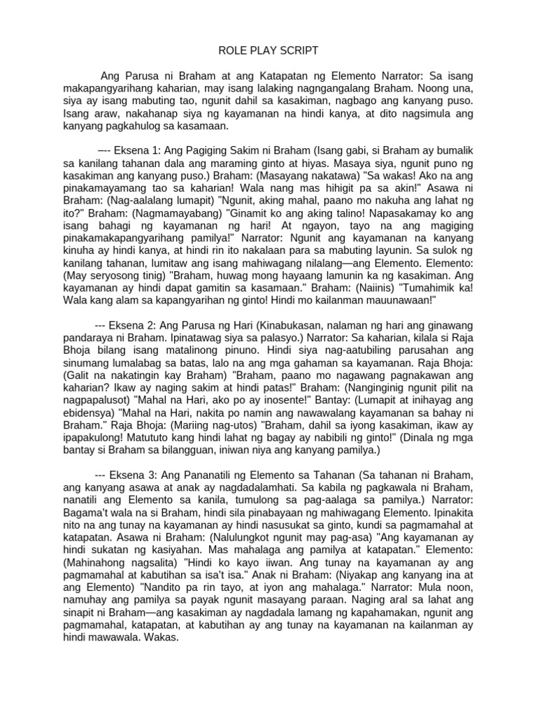 Role Play Script | PDF