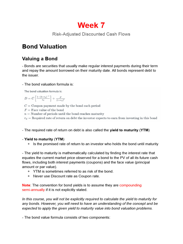 Bond Valuation and Yield to Maturity Guide | PDF | Bonds (Finance ...