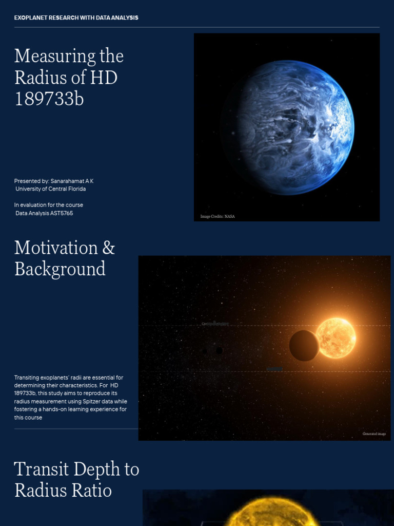 Presentation - Measuring the Radius of HD 189733b (1) | PDF | Astronomy