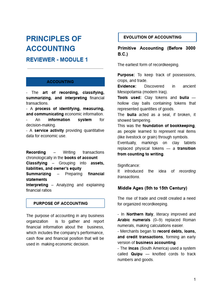 Accounting Principles Overview and History | PDF | Debits And Credits ...