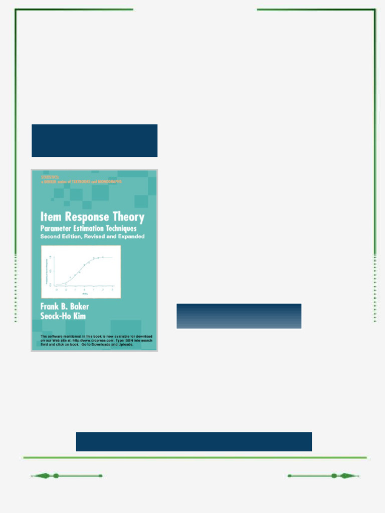 Item Response Theory Parameter Estimation Techniques Second Edition ...