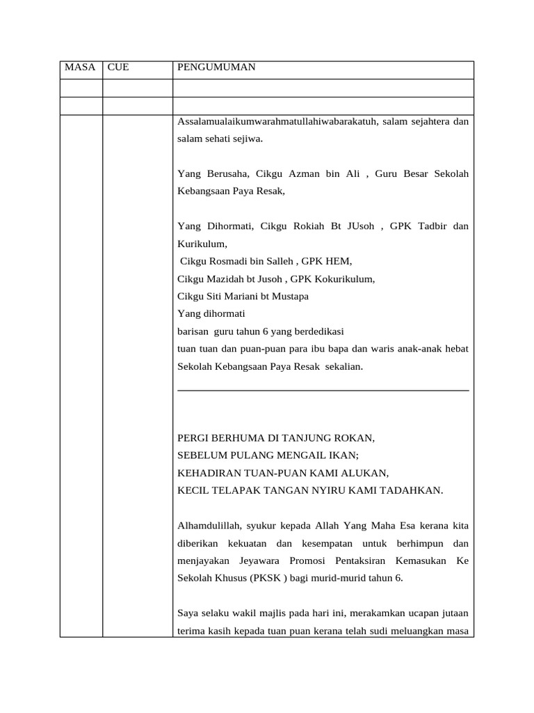 TEKS MC Temu Murni Tahun 6 | PDF