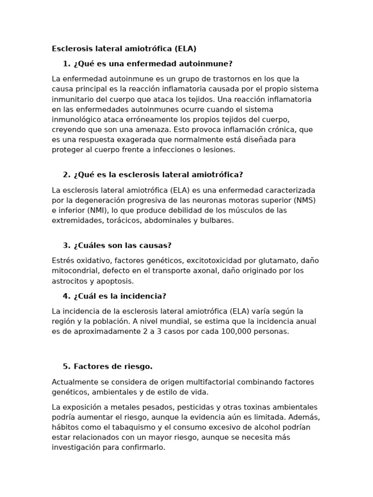 Esclerosis lateral amiotrófica, definición | PDF | Enfermedades y ...