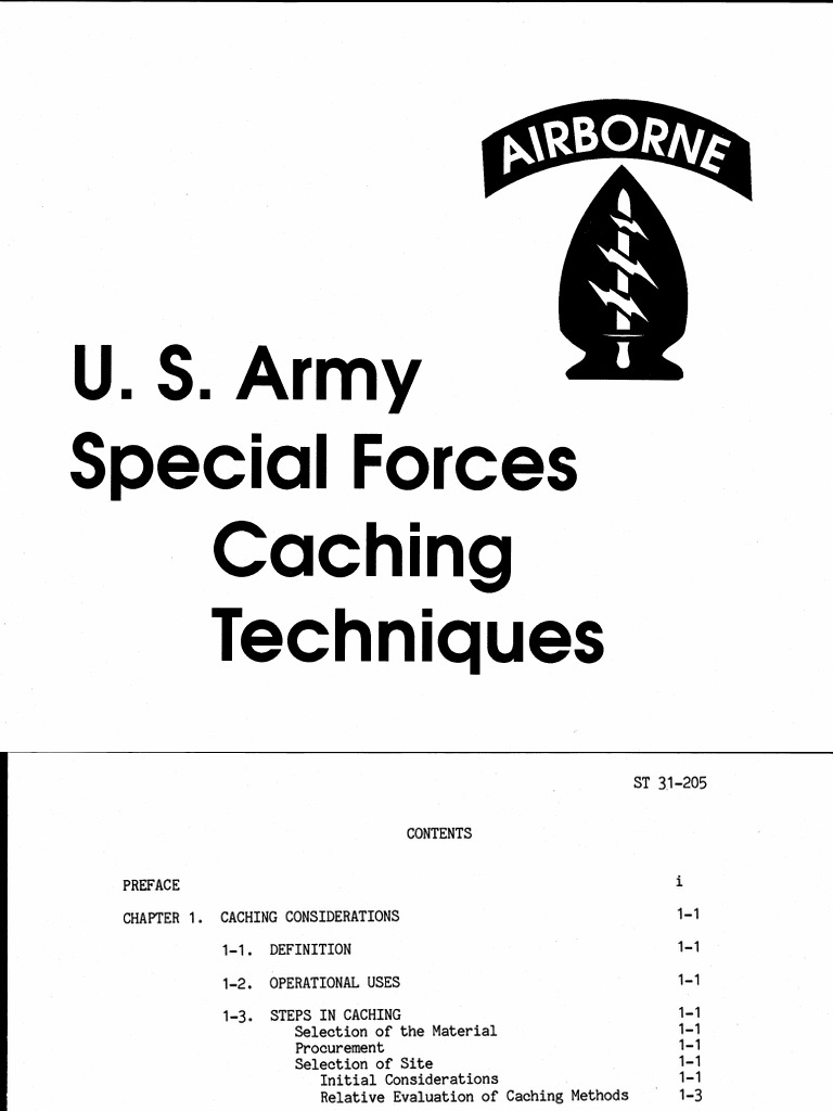Us Army Special Forces Caching Techniques | PDF