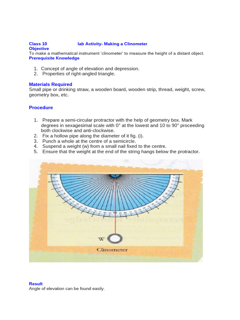 Lab Activity Clinometer Class x | PDF