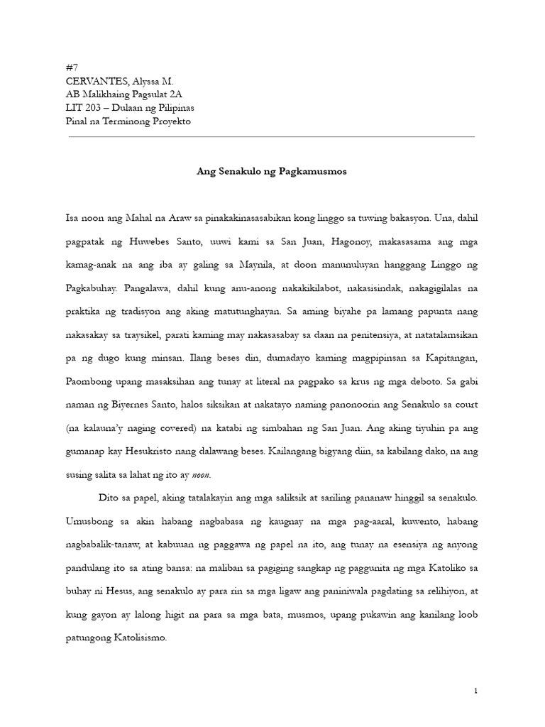 Ang Senakulo NG Pagkamusmos Papel | PDF