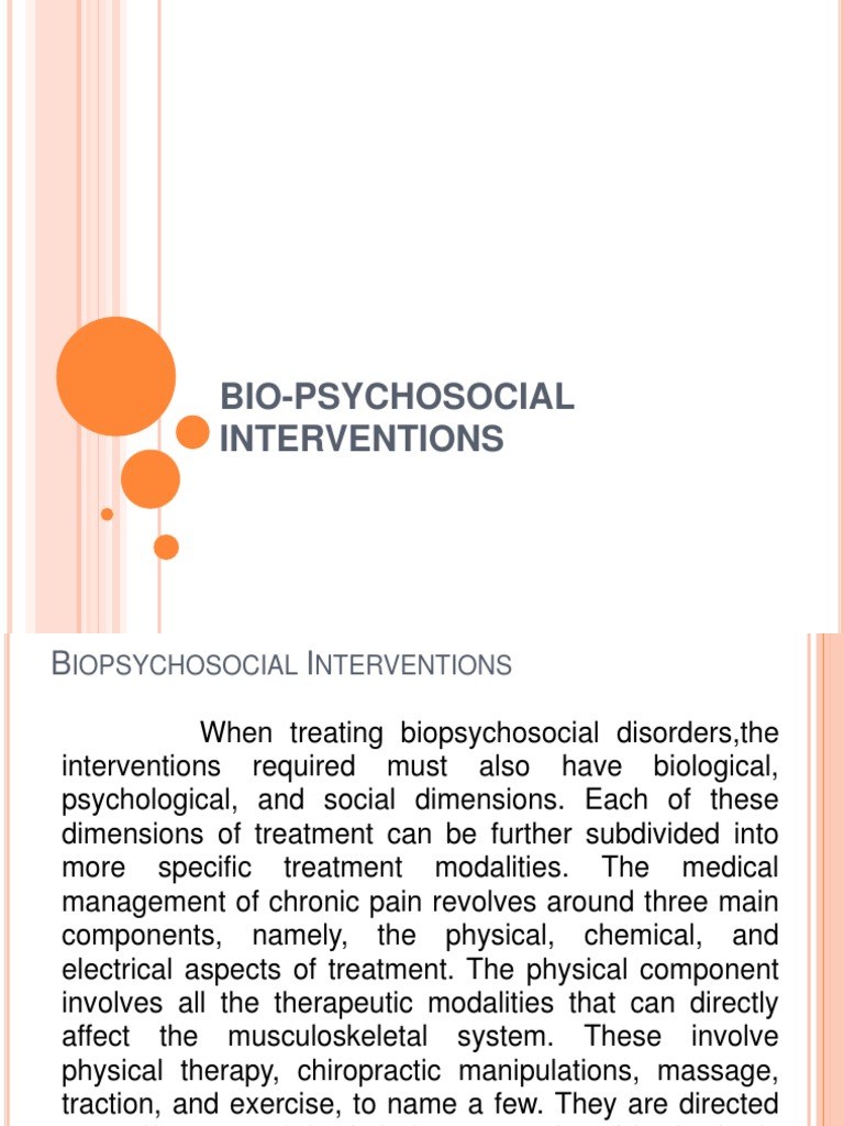 Bio-Psycho Social Interventions | PDF | Psychological Evaluation | Pain