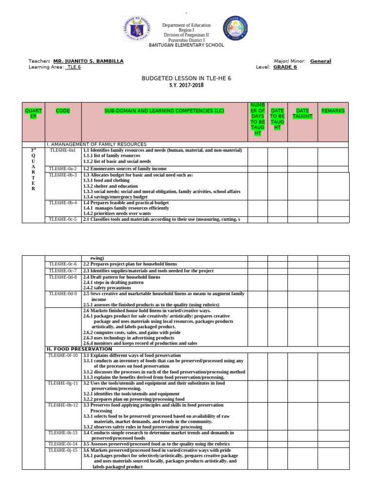 BOW_TLE-HE 6_Q3 | PDF