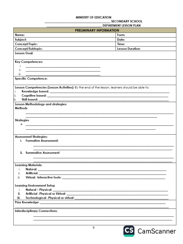 CBC Lesson Plan Template | PDF | Educational Assessment | Lesson Plan