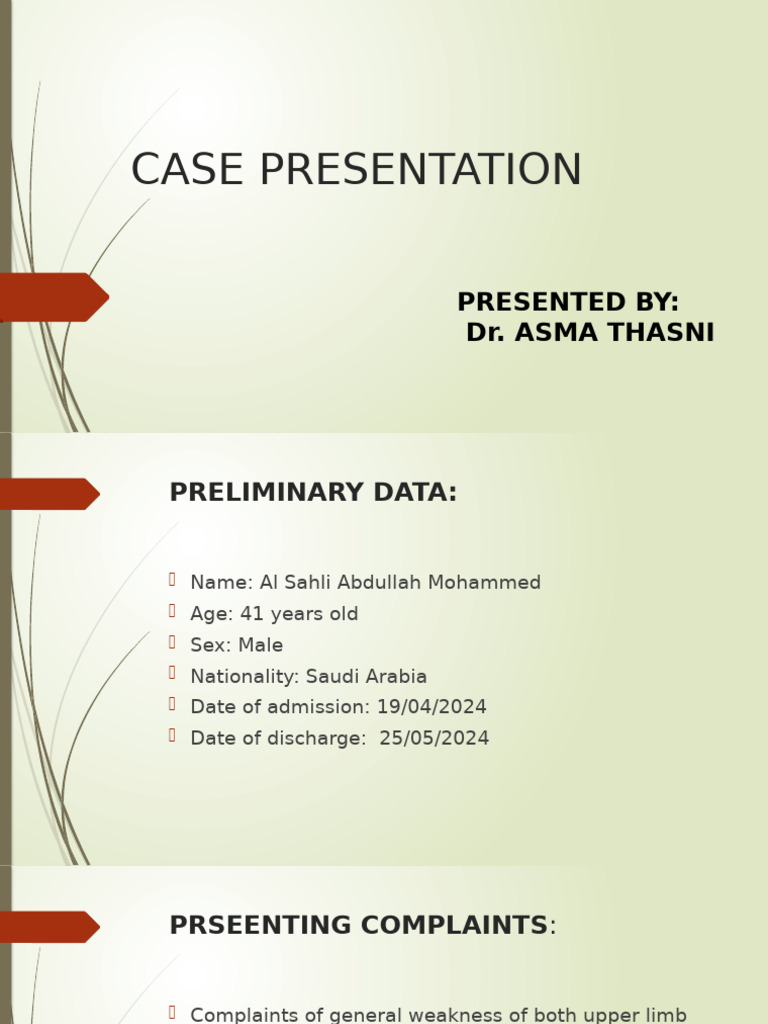 Dr.asma Thasni Case Presentation | PDF | Muscular Dystrophy | Diseases ...