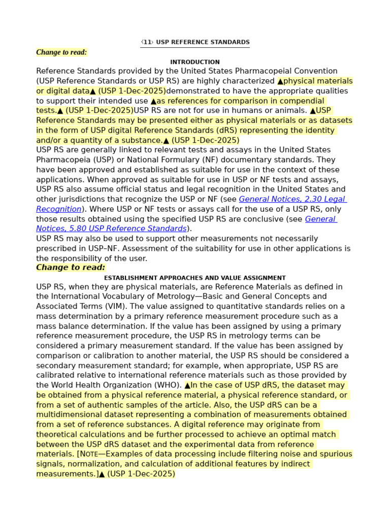 USP Reference Standards Overview | PDF | Metrology | Measurement