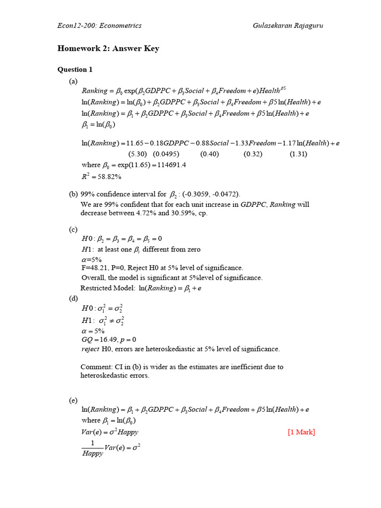 Answer Key to Homework 2 | PDF | Estimation Theory | Applied Mathematics
