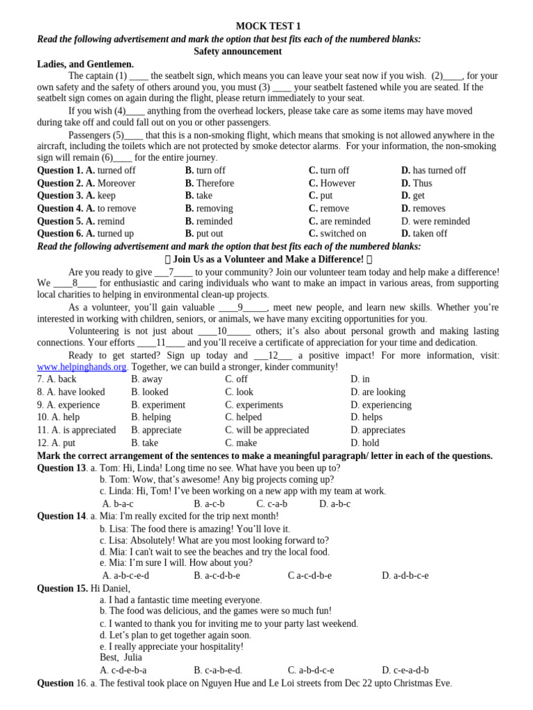 Mock Test for English Proficiency | PDF | Telephone | Landline
