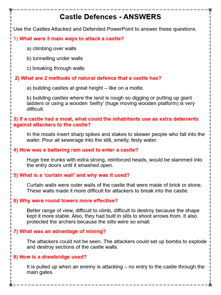 Castle Attack and Defence Strategies | PDF
