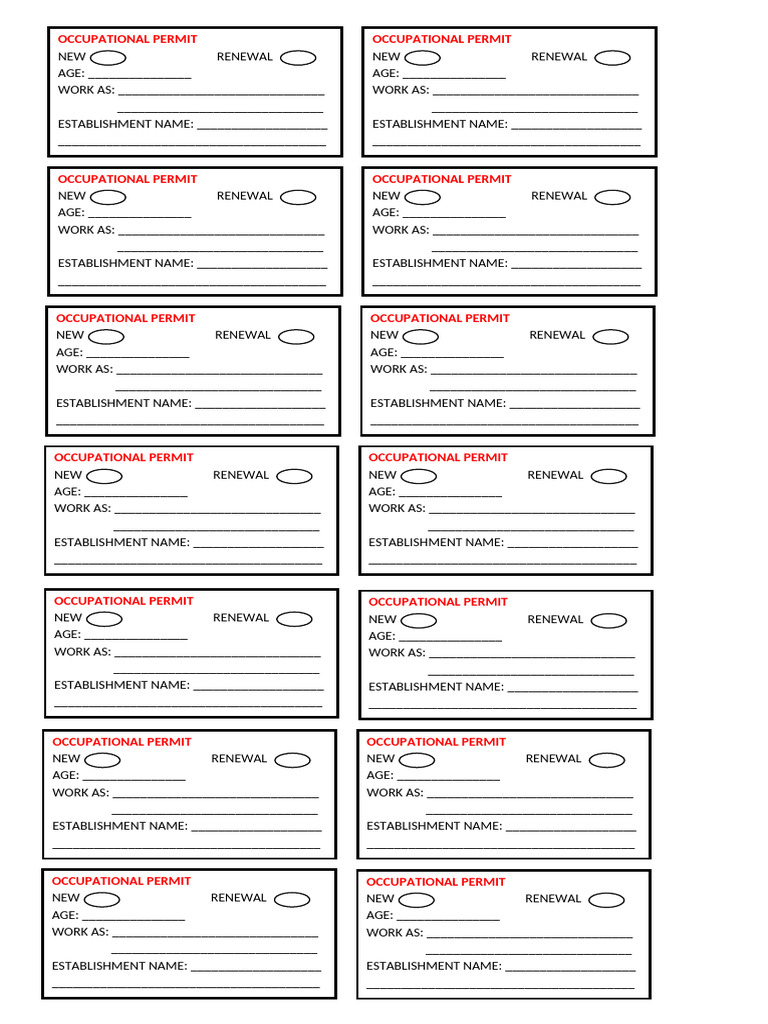Occupational Permit Application Form | PDF