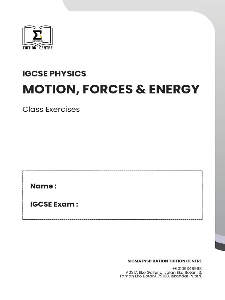 IGCSE Physics Motion & Forces Exercises | PDF | Force | Acceleration