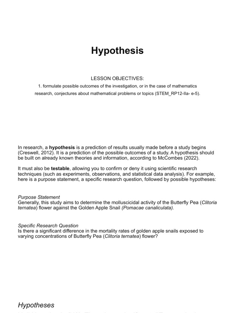 Capstone Lesson 3 | PDF | Hypothesis | Academic Discipline Interactions