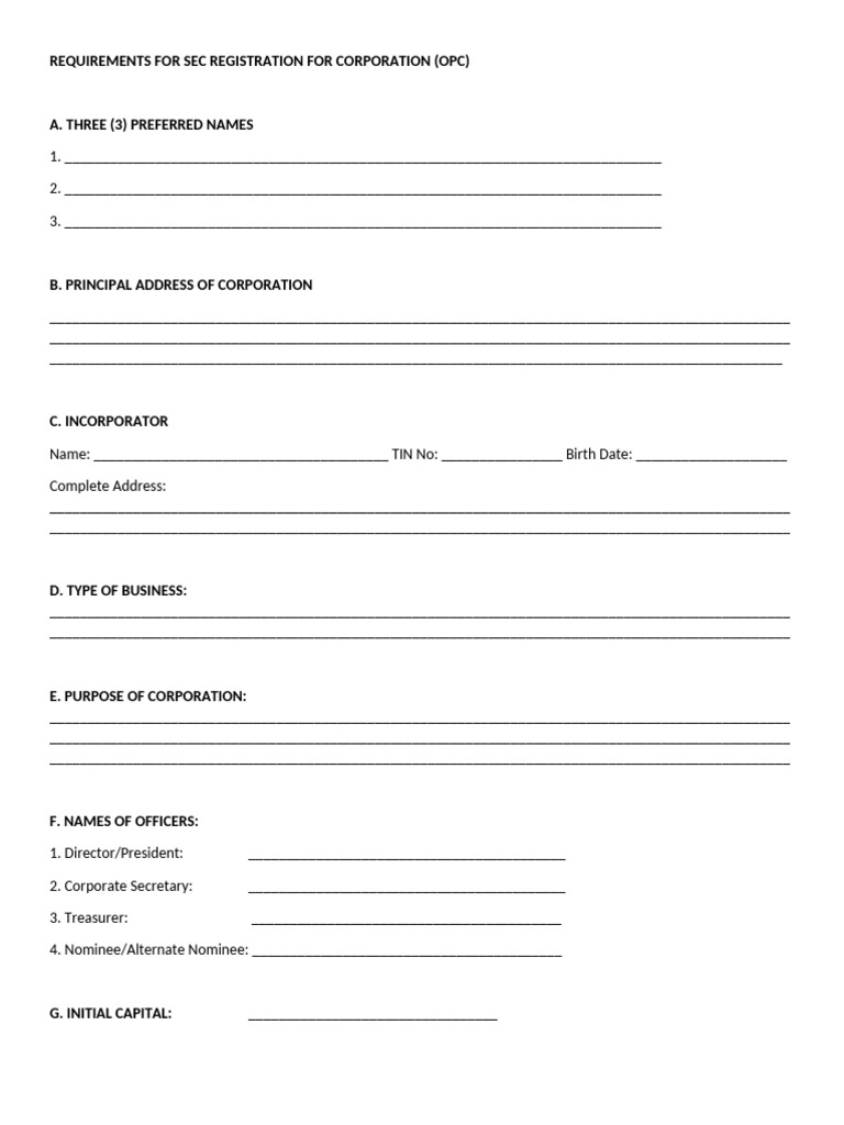 SEC Registration Requirements for OPC | PDF