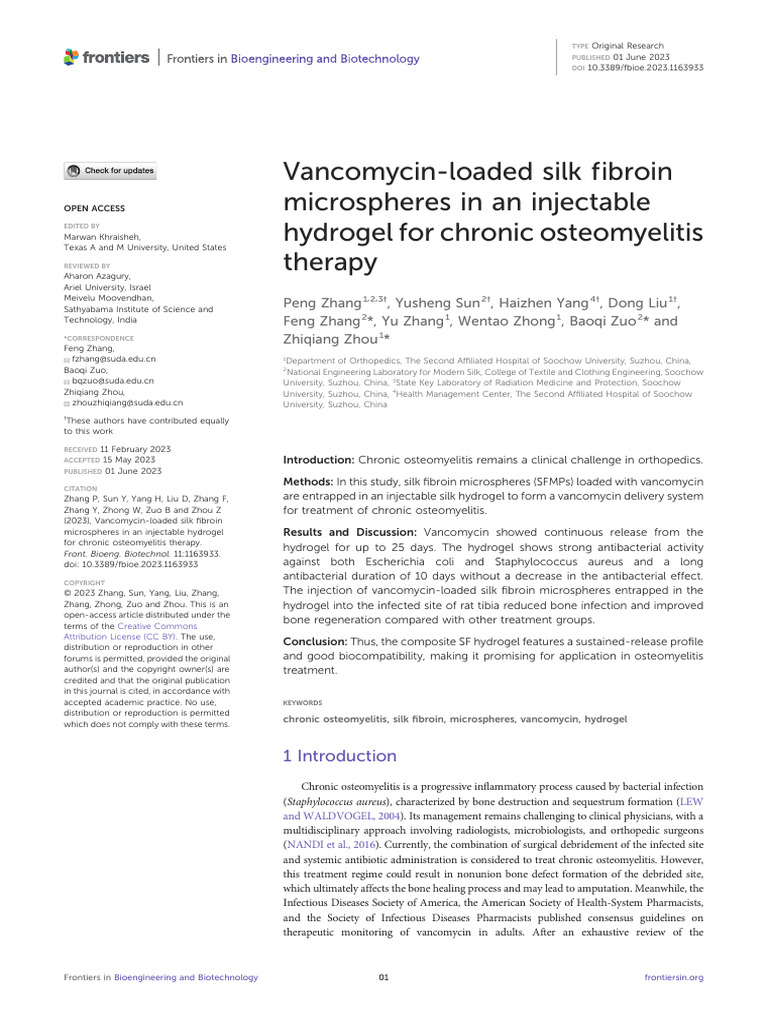 Vancomycin-loaded Silk Fibroin Microspheres in an Injectable Hydrogel ...