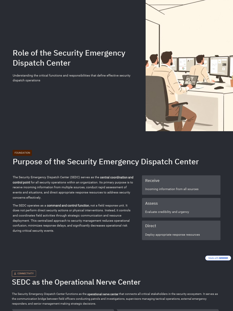 Role of the Security Emergency Dispatch Center | PDF | Emergency ...