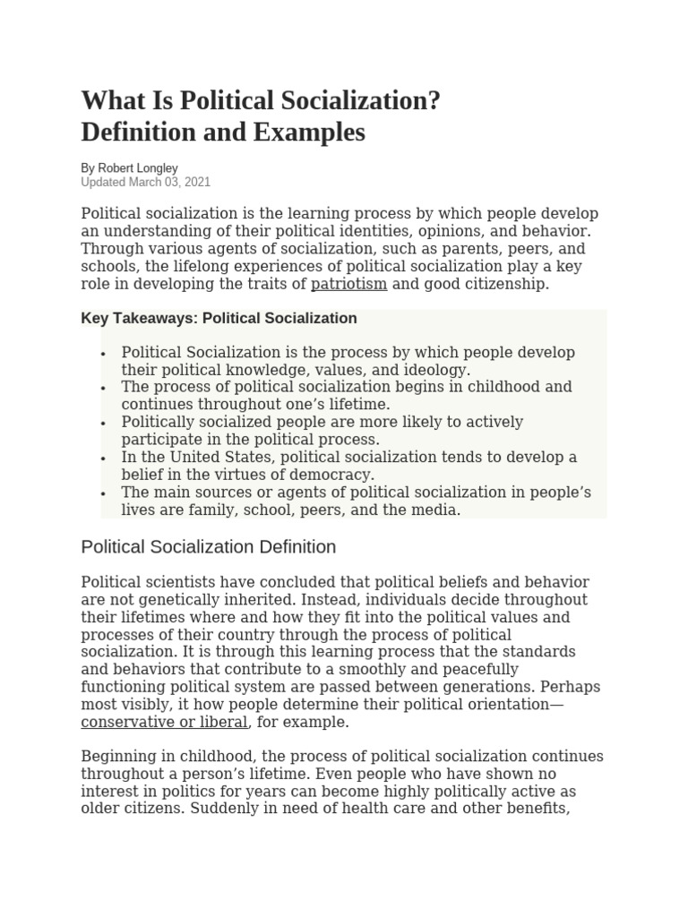 Understanding Political Socialization | PDF | Socialization | Adolescence