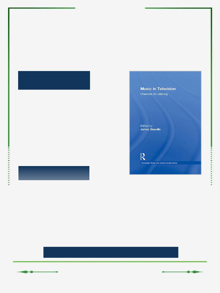 Music in Television Channels of Listening 1st Edition James Deaville ...