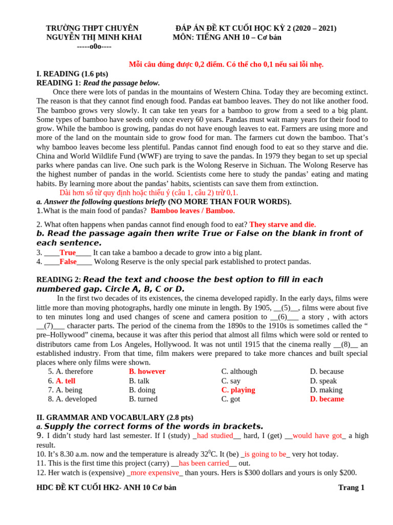 SELF-PRACTICE MATERIAL - HIGH SCHOOL LEVEL | PDF | Giant Panda