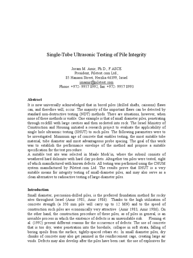Ultrasonic Pile Integrity Test | PDF | Deep Foundation | Ultrasound