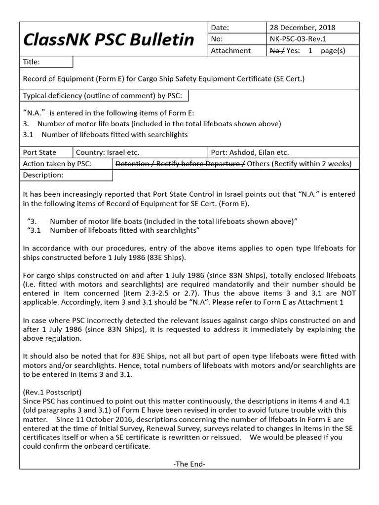 ClassNK PSC Bulletin_E No.3_Rev.1 | PDF | Water Transport | Ships