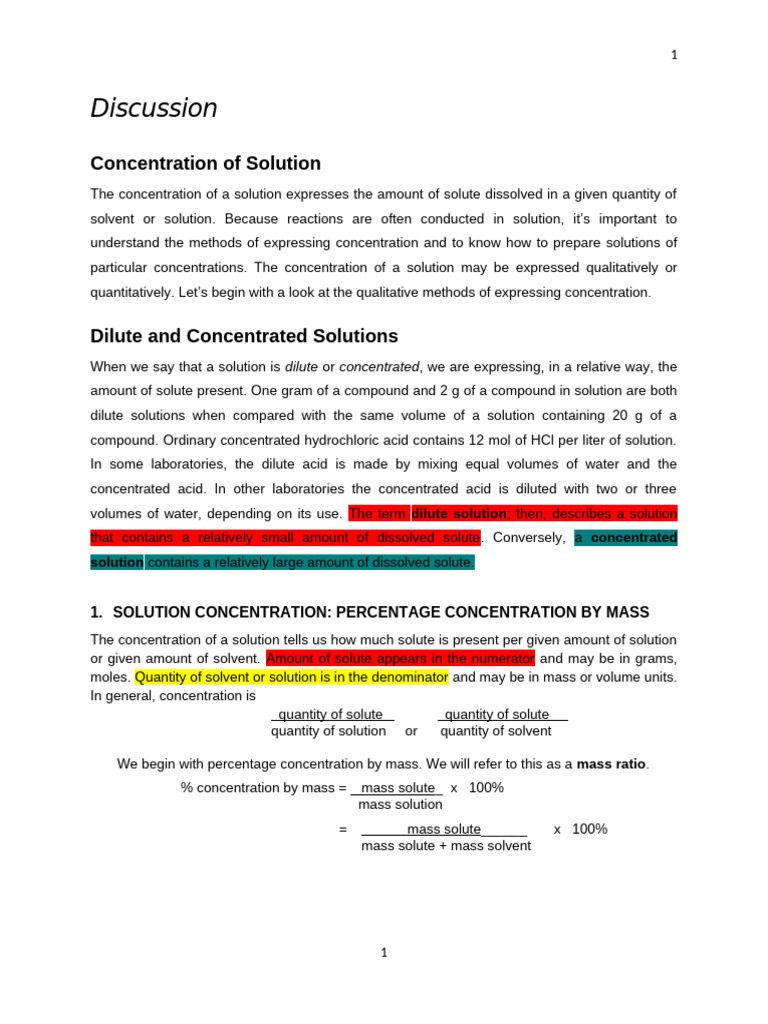 Module 1 CHEM01 | PDF | Mole (Unit) | Concentration