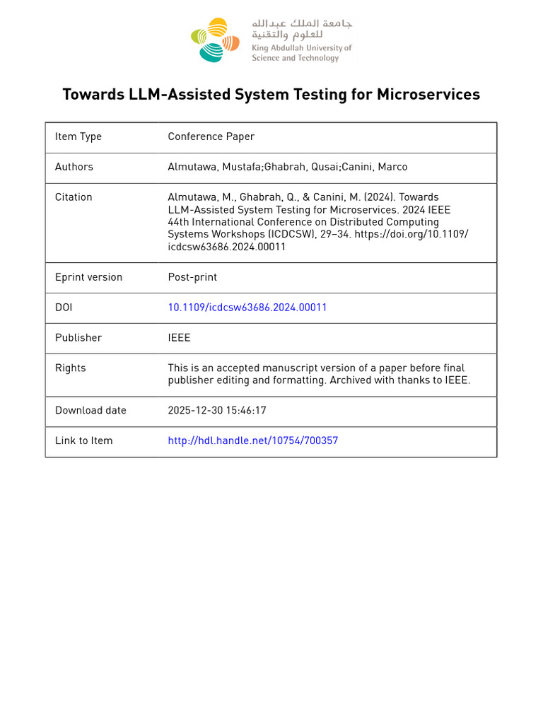 LLM-Enhanced Testing for Microservices | PDF | Selenium (Software ...