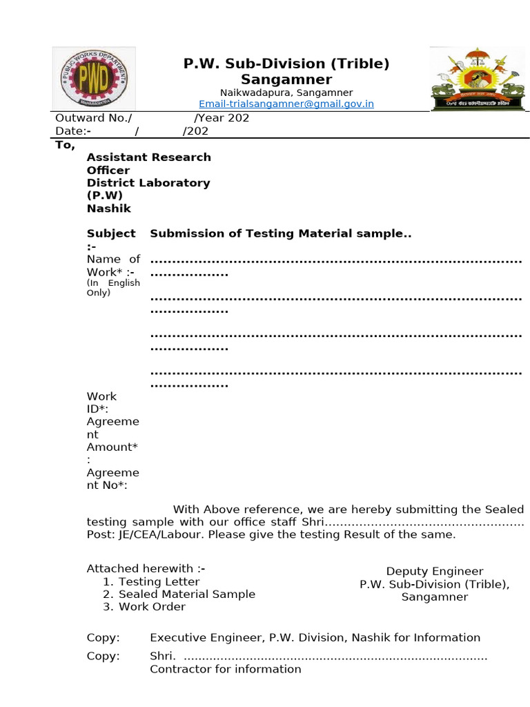 1.E-Lab Testing Letter Sample Sangamner | PDF | Chess Theory | Chess