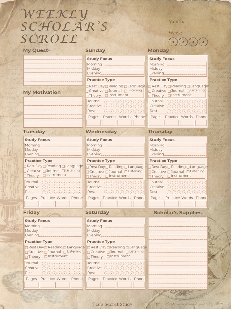 Weekly Language Practice Journal | PDF