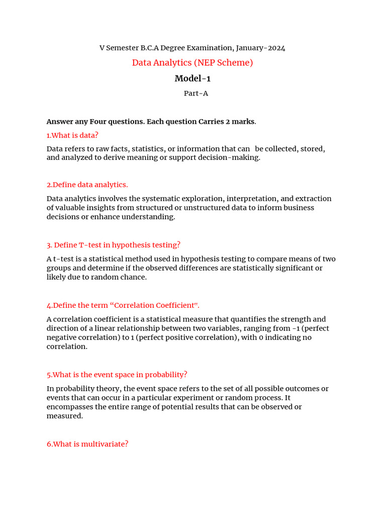 DA Model 1 | PDF | Analytics | Data Analysis