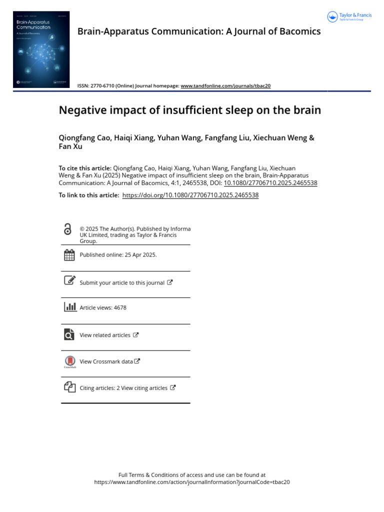 Negative Impact of Insufficient Sleep on the Brain | PDF | Sleep | Sleep Deprivation