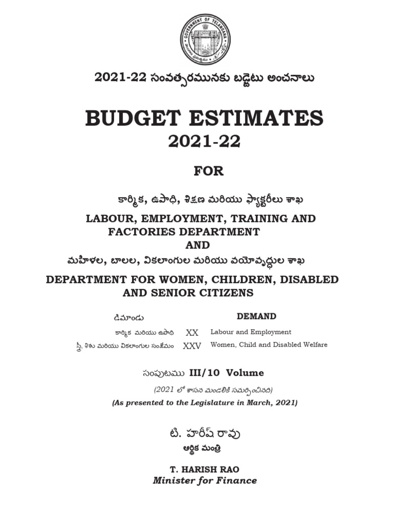 2021-22 Budget Estimates for Labour and Welfare | PDF | Economies