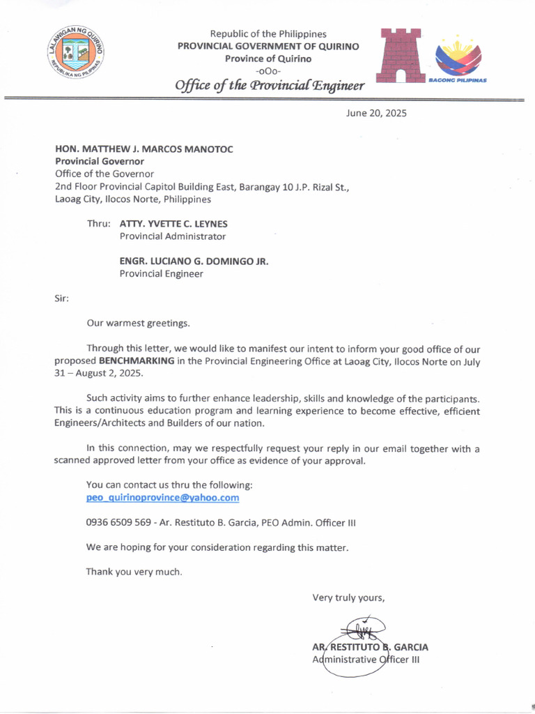 Letter of Intent For Benchmarking | PDF