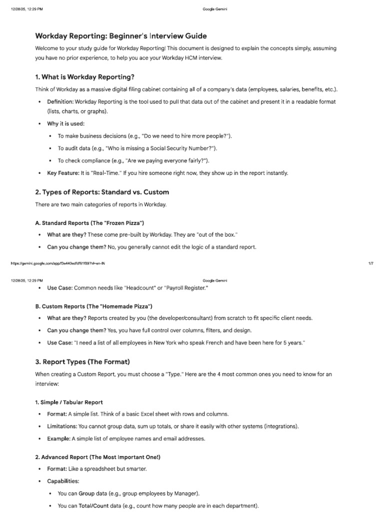 Reporting in Workday | PDF