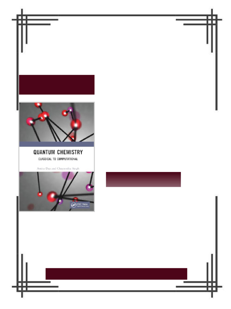 Quantum Chemistry: Classical to Computational 1st Edition Dua eBook printer-ready pdf | PDF ...