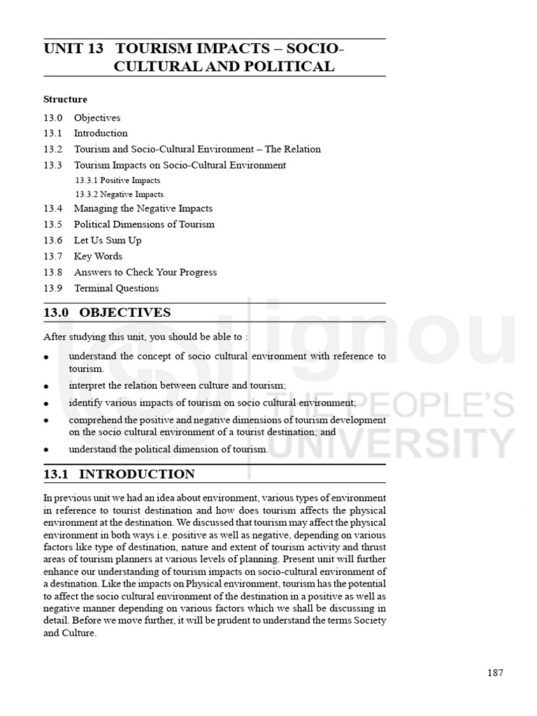 Unit-13 | PDF | Tourism | Sociology