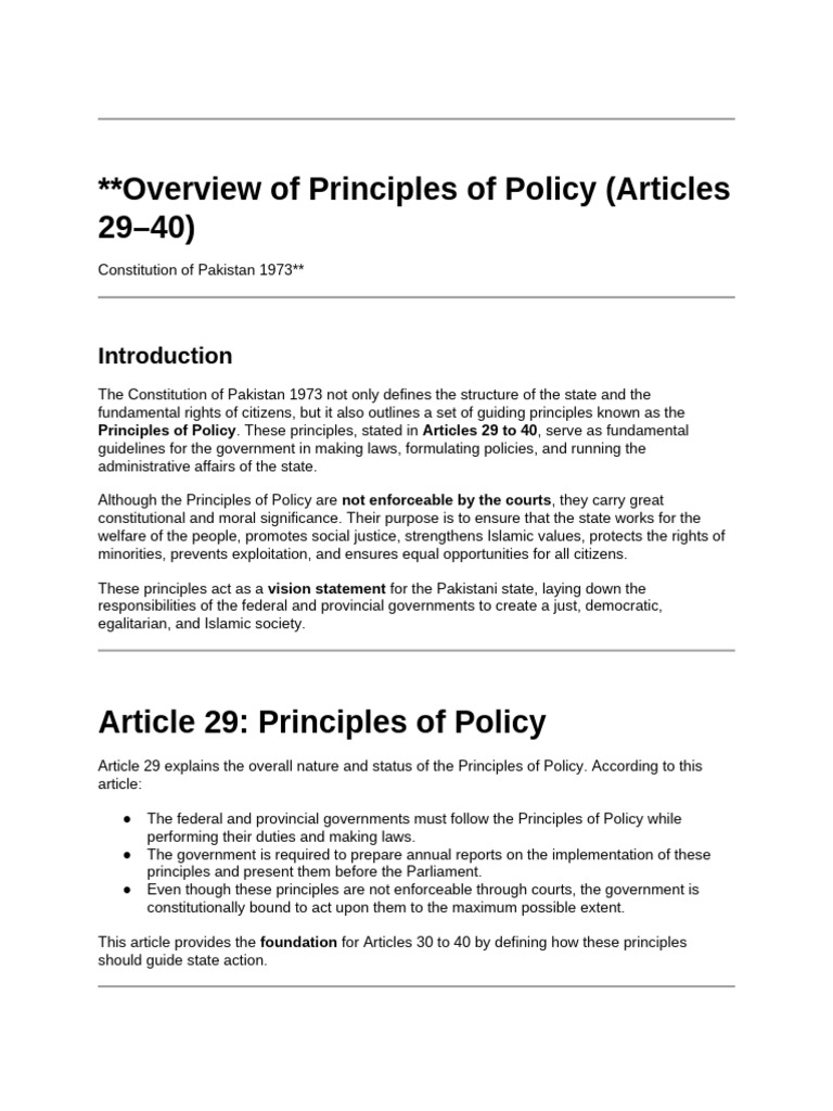 --Overview of Principles of Policy (Articles 29–40) | PDF | Social ...